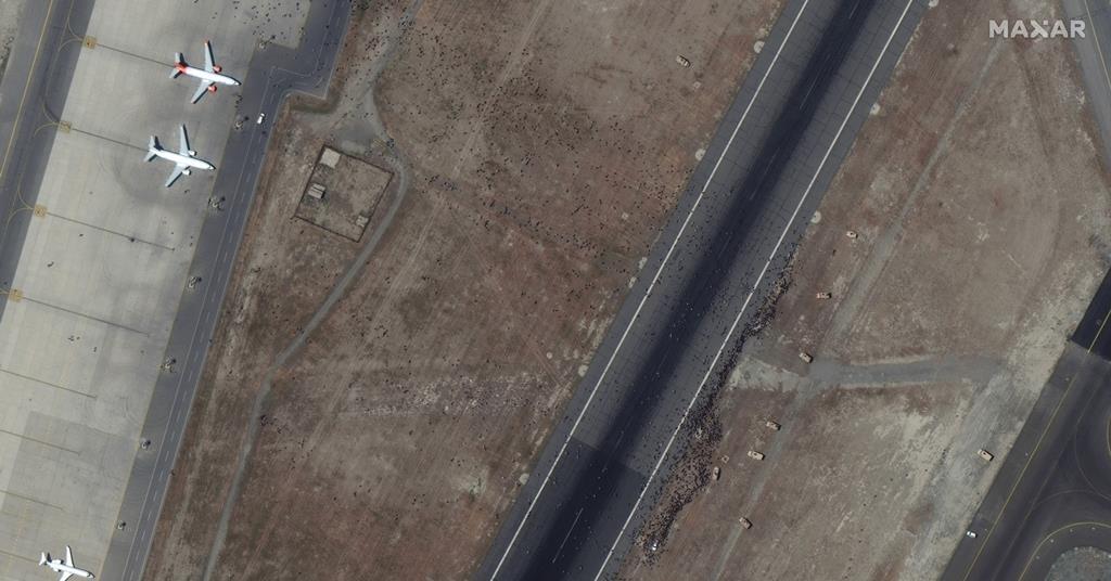 Satellite imagery shows crowds, aircraft at Kabul airport | News ...