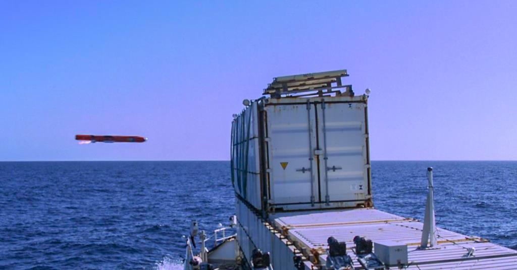 Helicopter-launched MBDA Sea Venom anti-ship missile hits target during ...