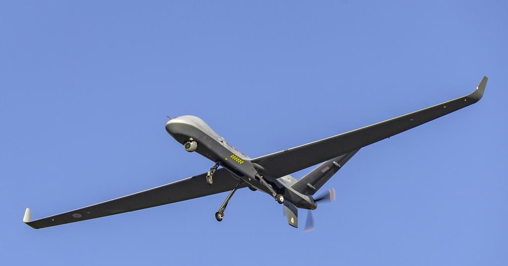 RAF’s lead Protector makes debut flight from Waddington home | News ...