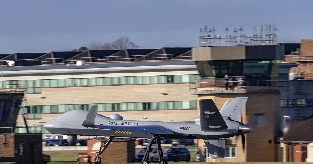 RAF’s lead Protector makes debut flight from Waddington home | News ...