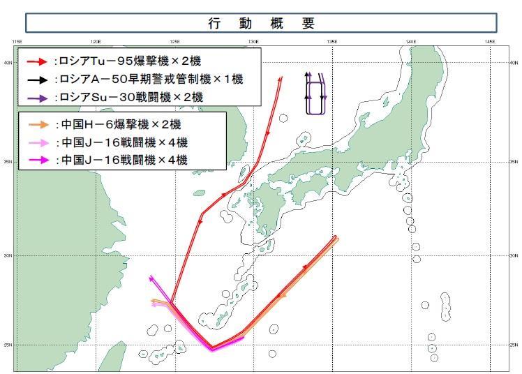 China Russia joint bomber patrol Japan Miyako Strait JASDF scramble Tu ...
