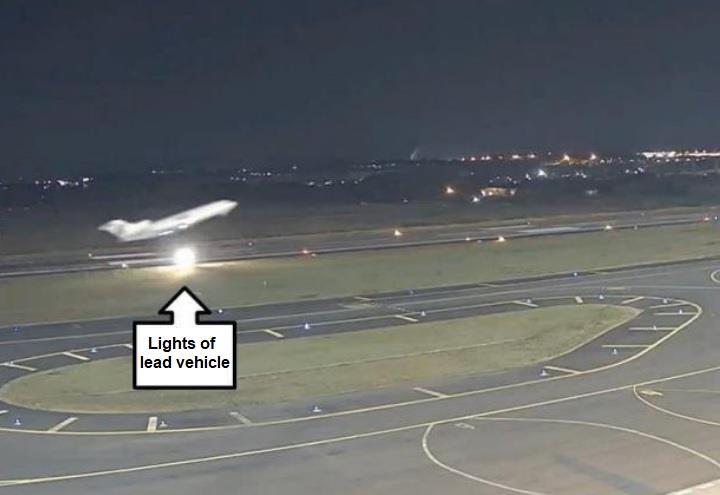 Rotating Total 727 narrowly missed intruding vehicle as runway ...