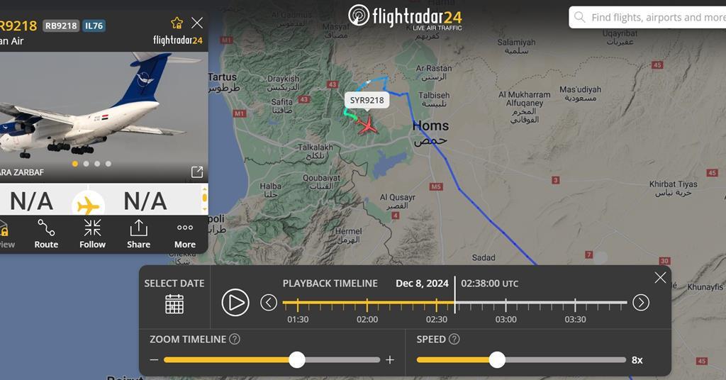 Syrian Il-76 disappears from flight tracking as ousted president ...