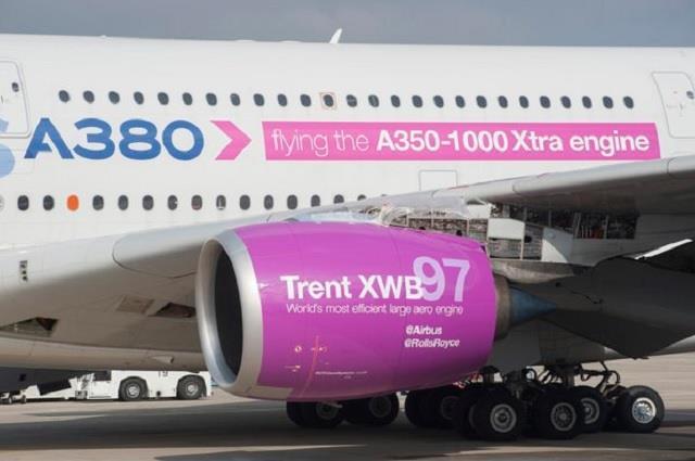 PICTURE: A350-1000 engine fitted to A380 testbed | News | Flight Global