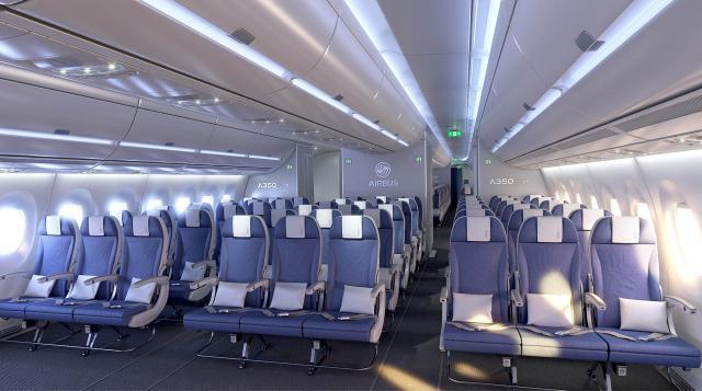 PICTURES: Airbus unveils first flying A350 cabin | News | Flight Global