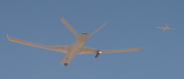 Two General Atomics MQ-20 Avengers coordinate flight with Skyborg ...