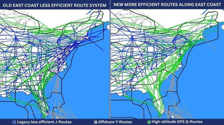 FAA adds 169 faster high-altitude routes along US East Coast | News ...