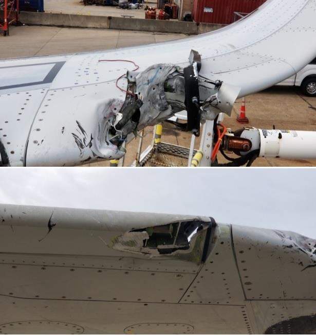 Rudder-induced roll and ground strike on take-off 'permanently' bent ...