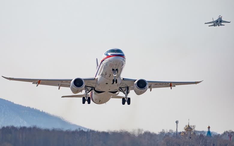 Modified Superjet 100 conducts maiden flight with Russian-built PD-8 ...