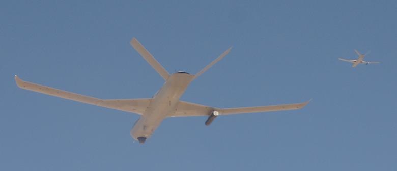 Two General Atomics MQ-20 Avengers coordinate flight with Skyborg ...