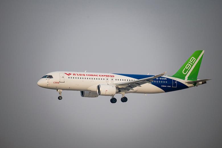 Comac C919 joins flying display at Dubai air show in push for new ...